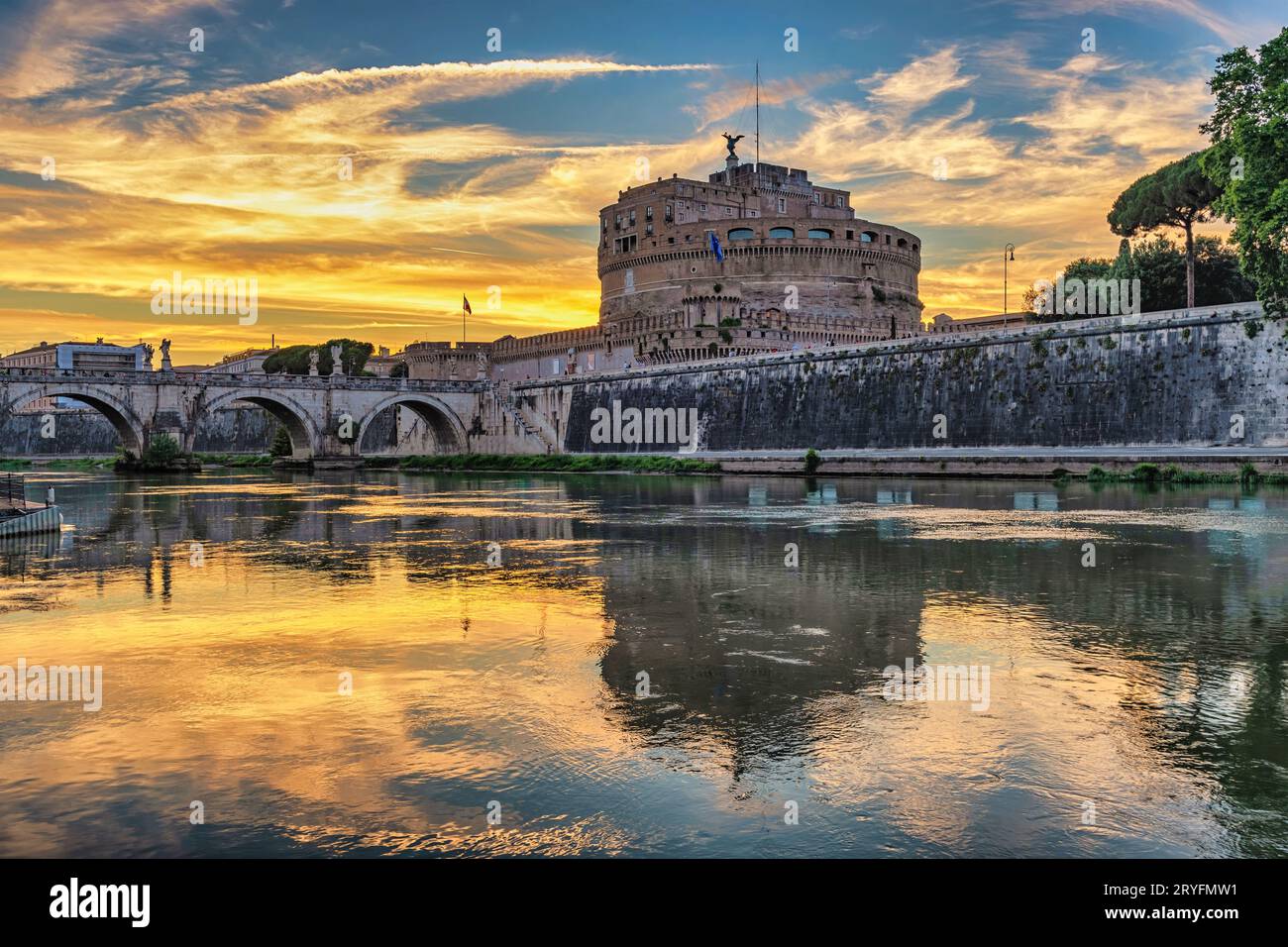 Rome Vatican Italy sunset city skyline at Castel Sant'Angelo Stock ...