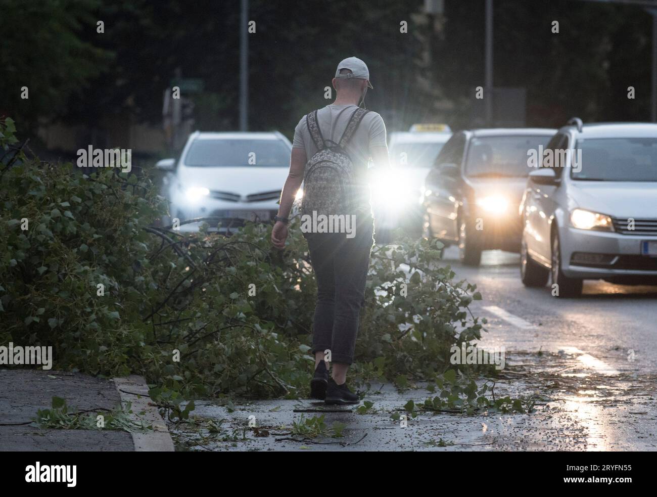 traffic obstruction and poor visibility on the street due to storms ...