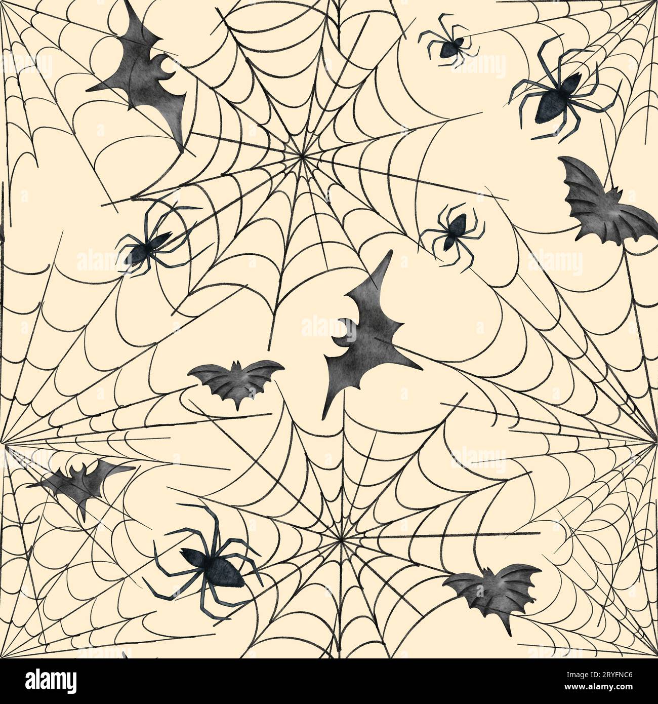 Halloween seamless pattern. spider web. watercolor background Stock ...