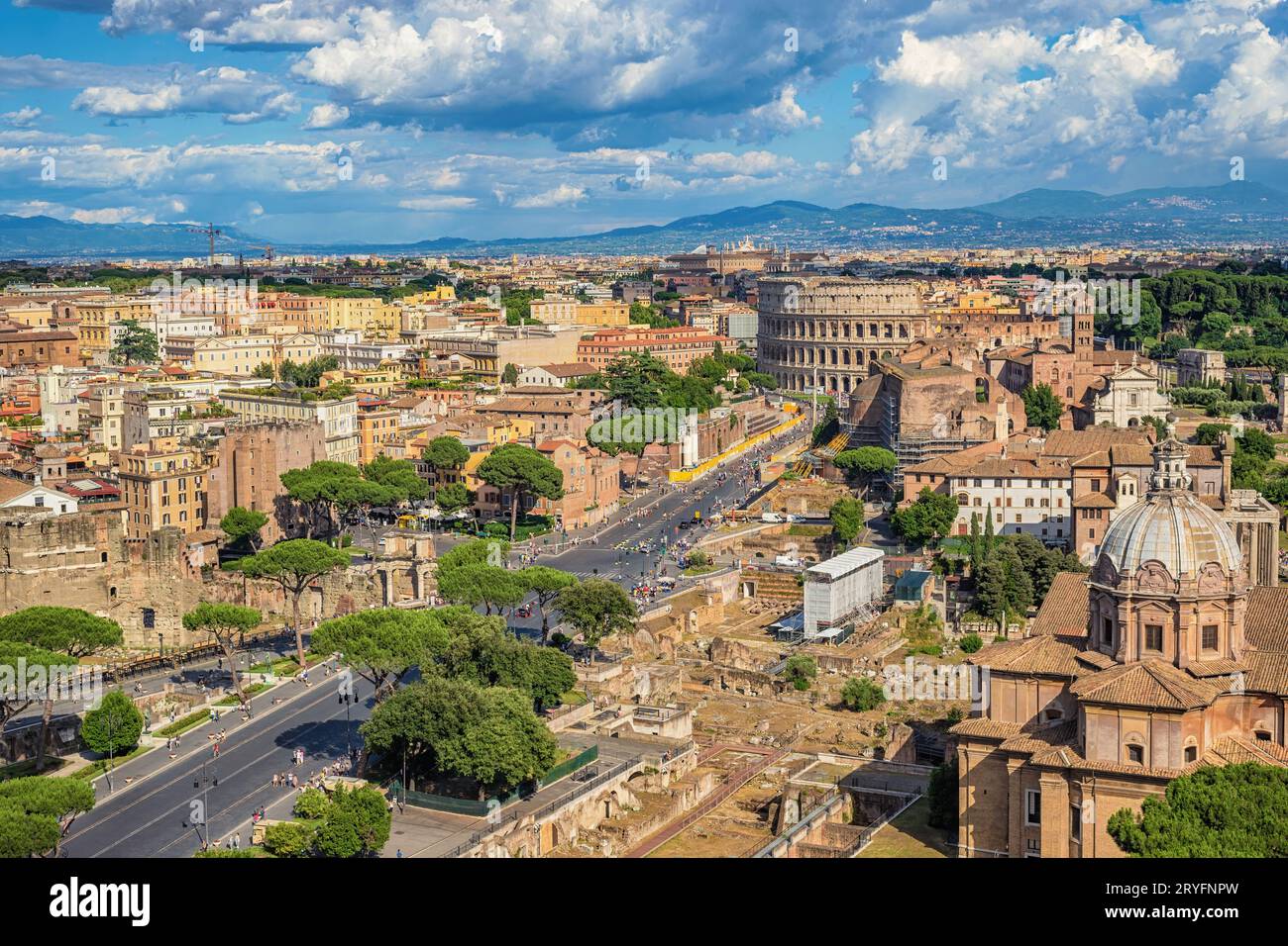 Rome Italy high angle view city skyline at Colosseum Stock Photo - Alamy