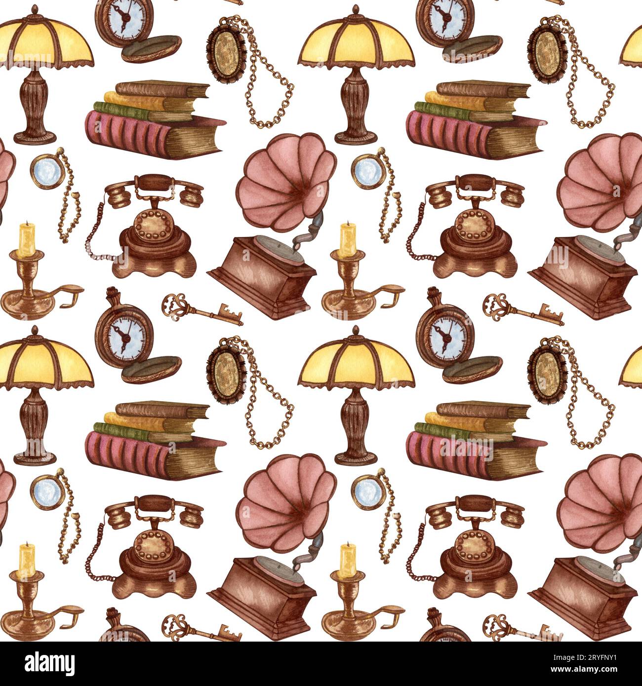 Watercolor vintage elements, old books, letters. hand drawn ...