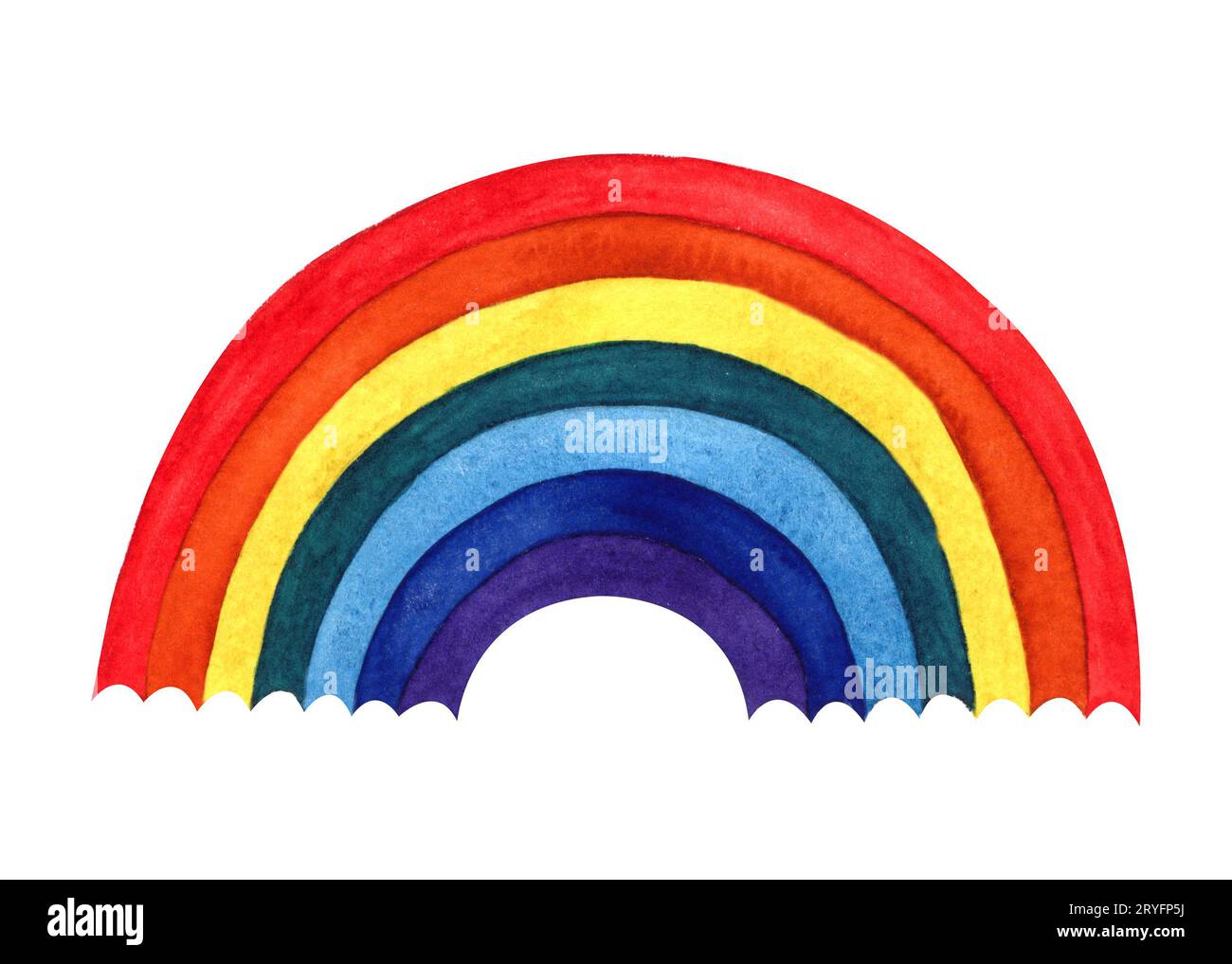 Watercolor rainbow. Hand drawn colors stroke isolated on whitebac ...