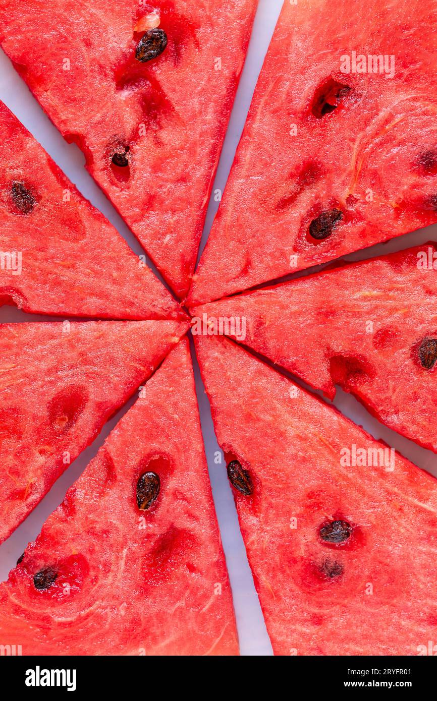 Juicy fresh watermelon macro, delicious summer food. Vertical frame ...
