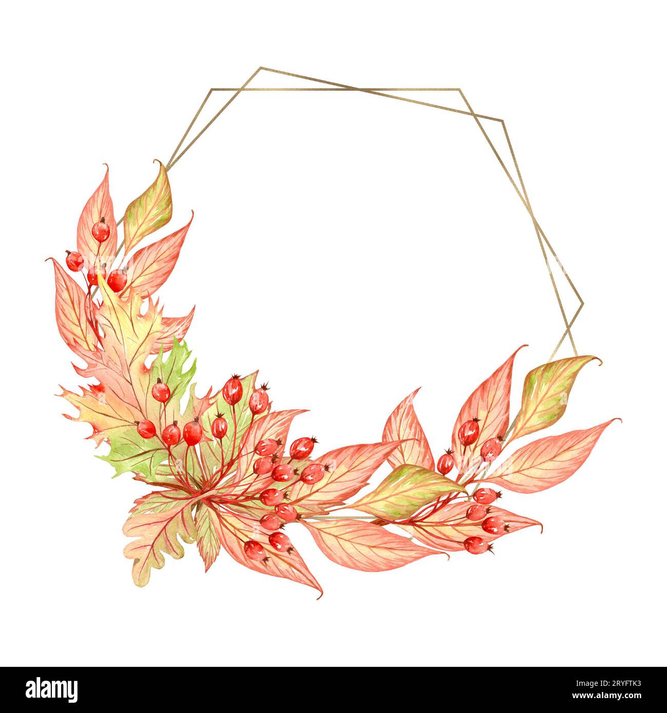 Watercolor frame decorated with beautiful autumn leaves. Fall ...