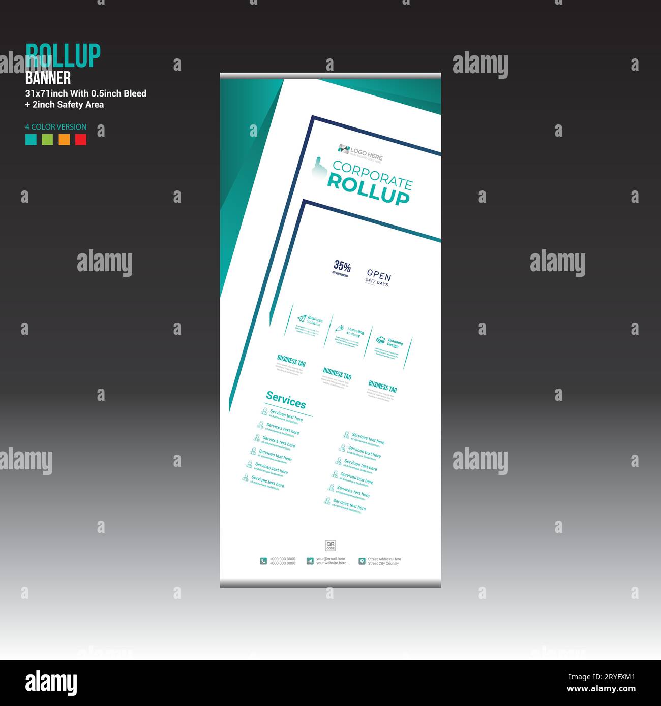 4 colored vector roll up banner design for corporate and any best ...