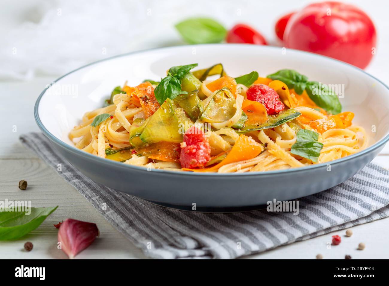Italian pasta with vegetables Stock Photo - Alamy
