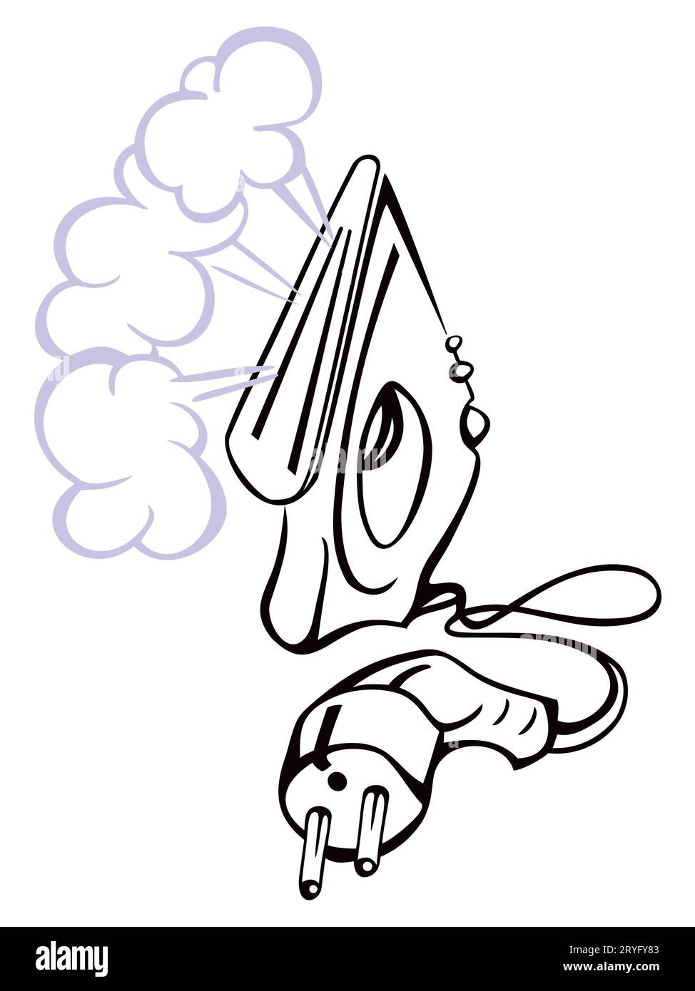 Simple black sketch of steaming iron on white background Stock Photo ...