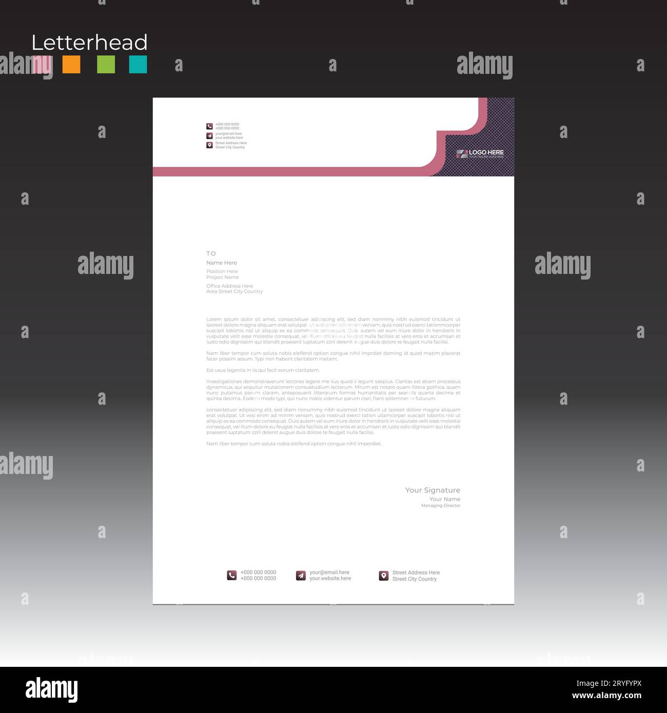 4 colored vector letterhead design for corporate and any best company ...