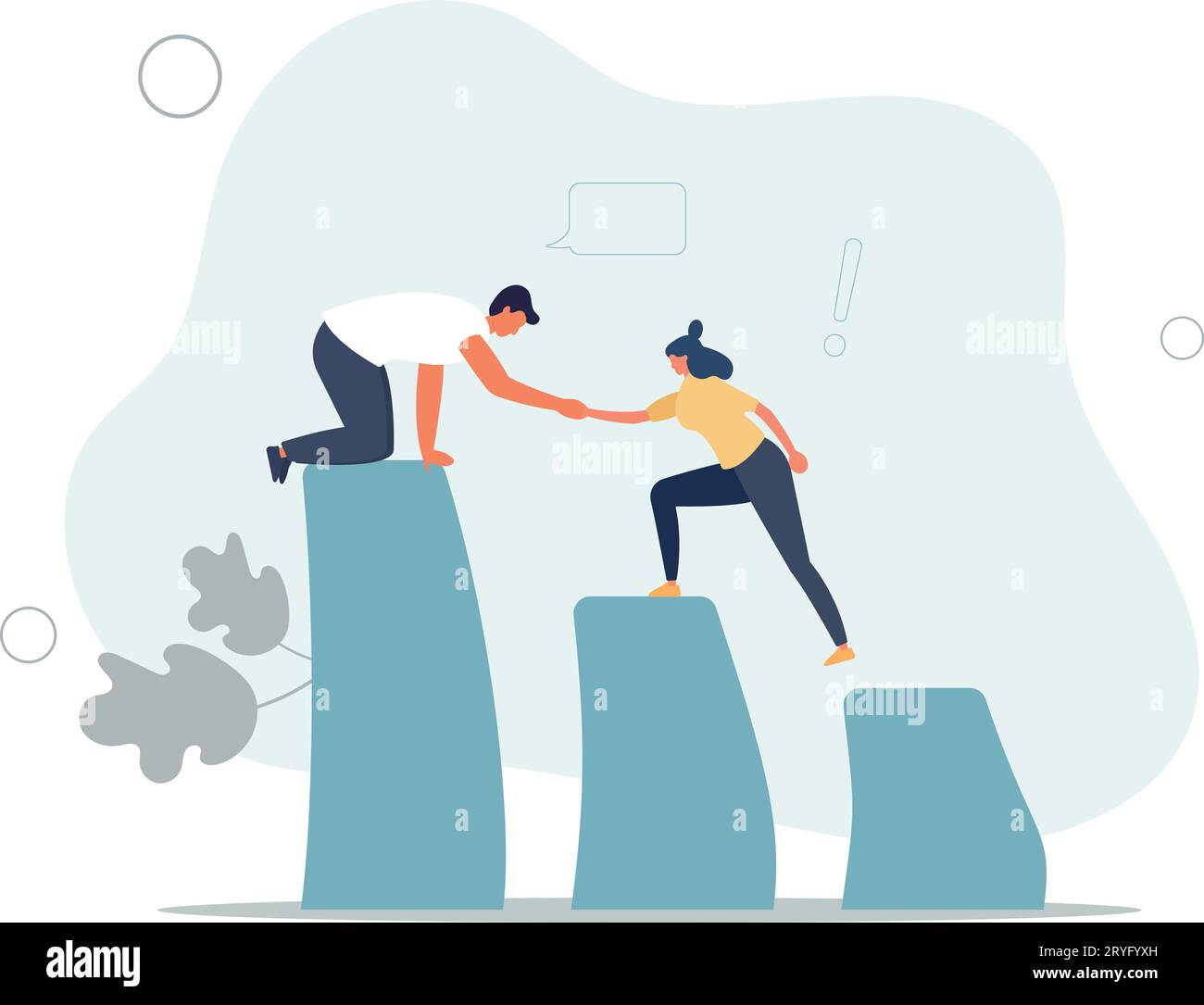 Business man helps his colleague in her career and work. Teamwork and ...