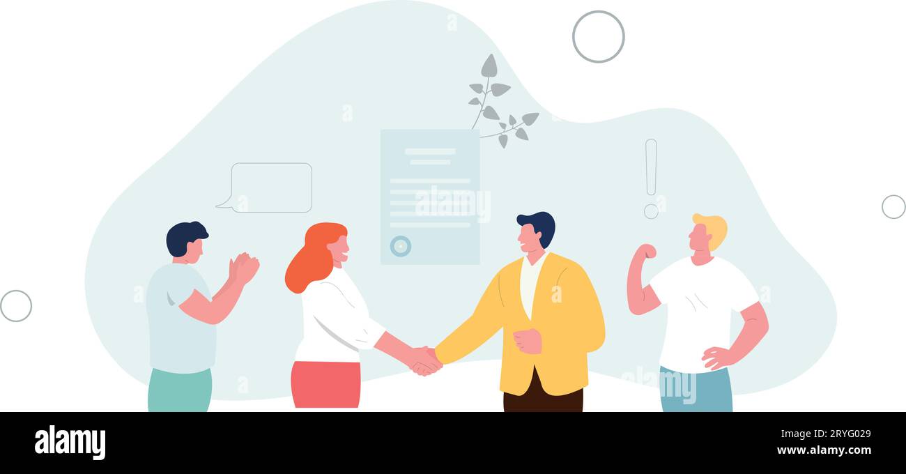 Happy businessmen successful conclusion of the contract.flat vector ...