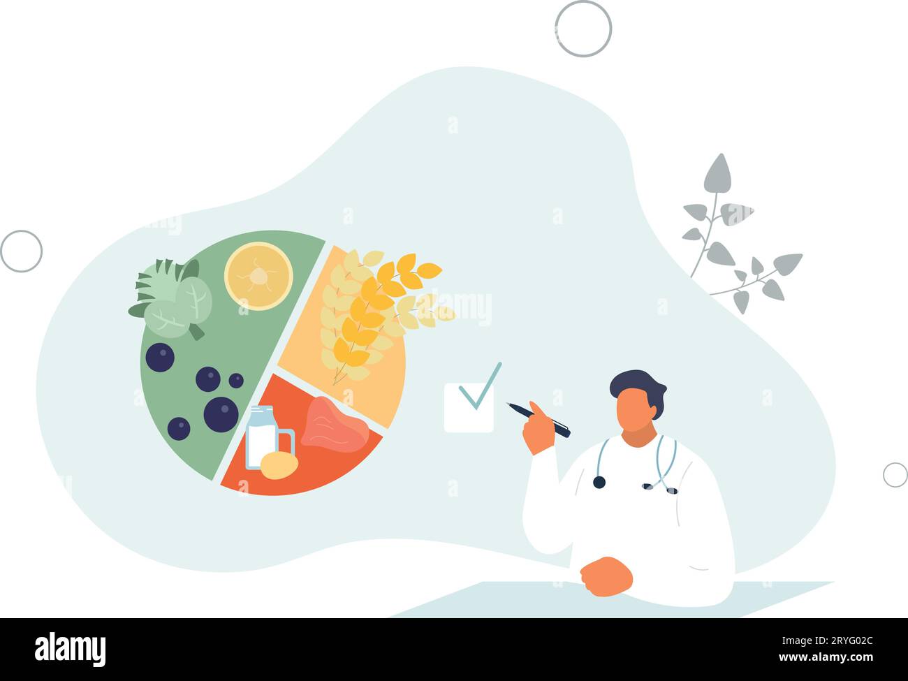 doctor nutritionist with a plate of healthy food. Micronutrients and ...