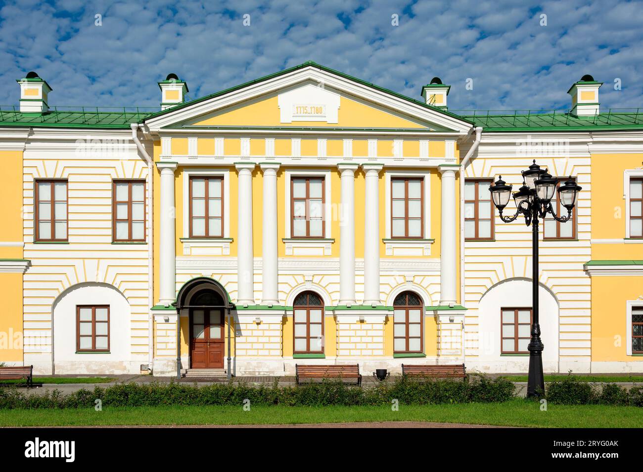 Tver, Russia - September 09, 2023: Fragment of the facade of the imperial travel palace, Tver ...