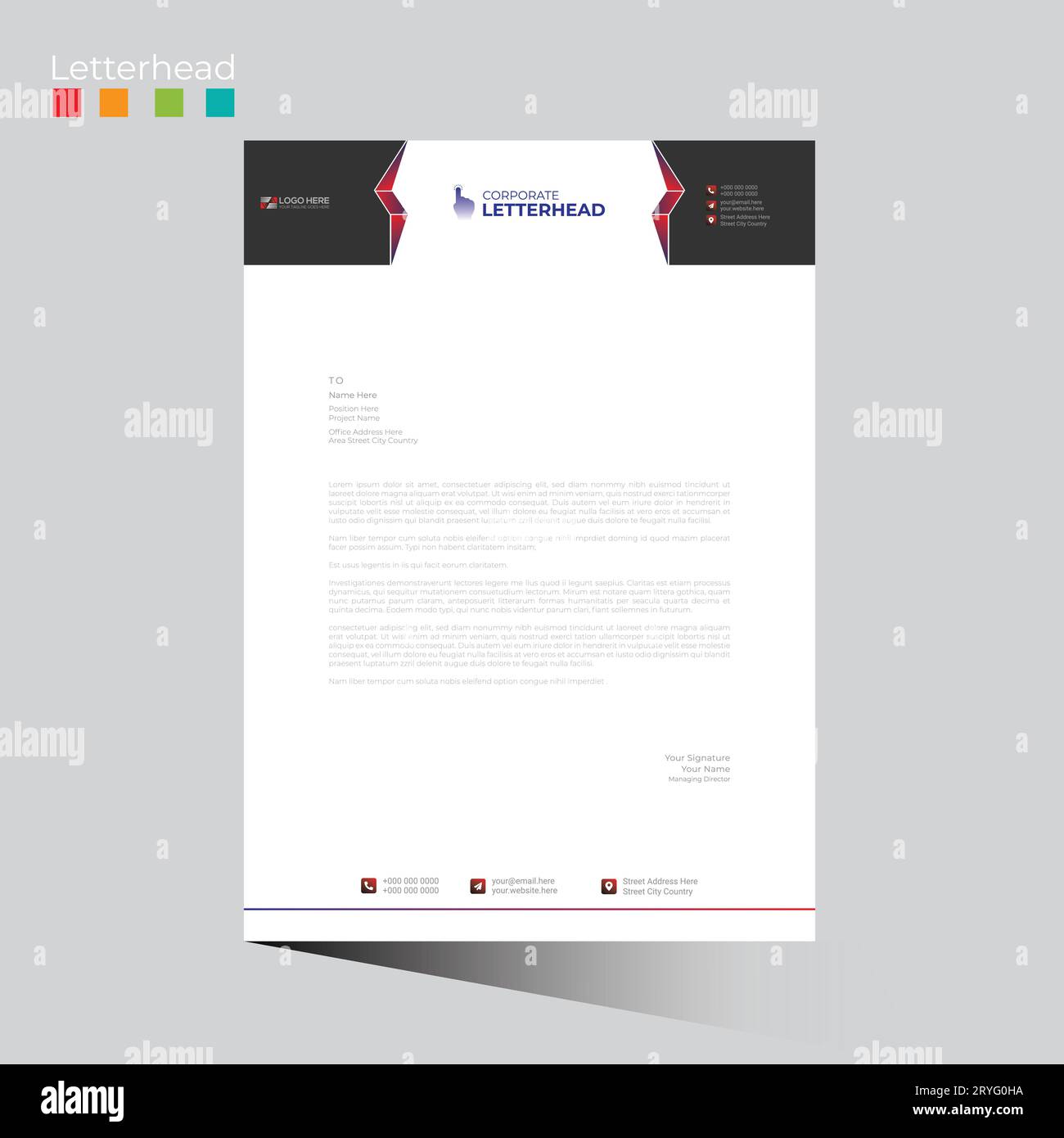 4 colored vector letterhead design for corporate and any best company ...