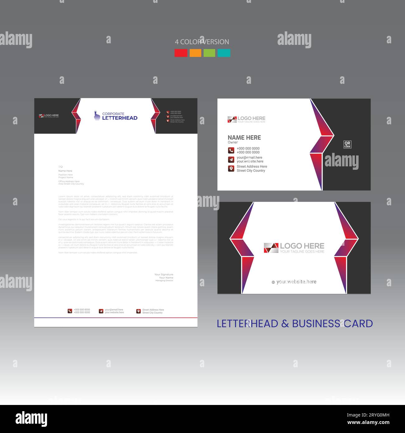 letterhead and business card for any kind of use Stock Vector Image ...
