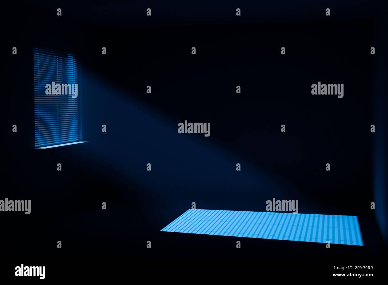 Moonlight on the floor through a window with horizontal blinds Stock ...