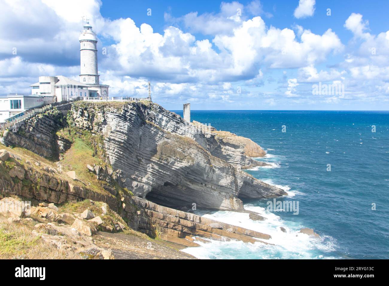 Landscape of Cabo Mayor and its lighthouse in Santander , Spain Stock ...