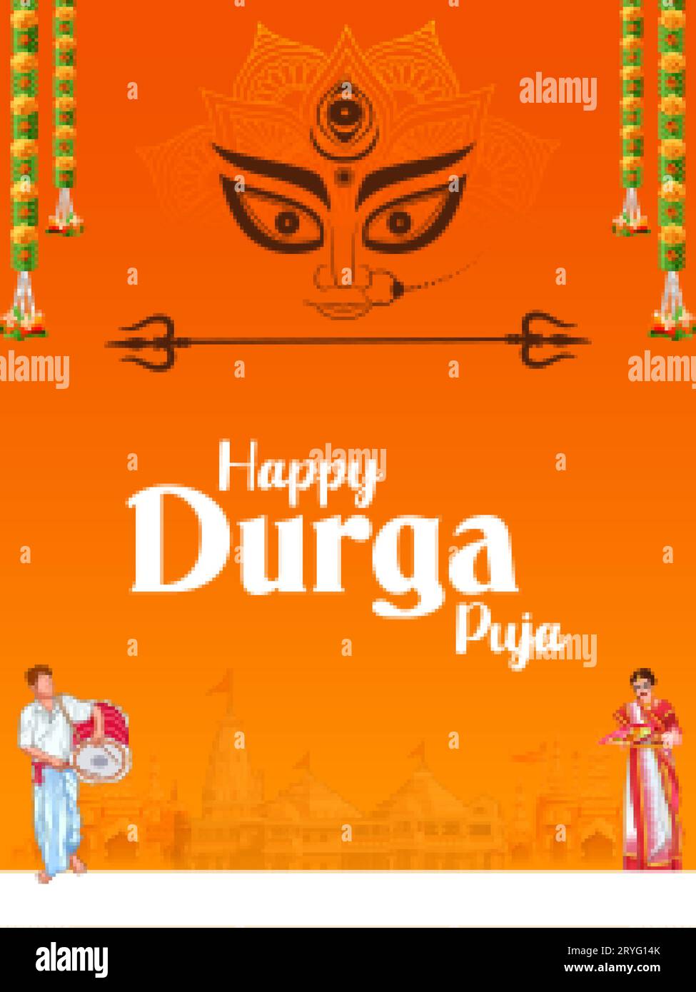 Goddess Durga Face in Happy Durga Puja Subh Navratri Indian religious ...