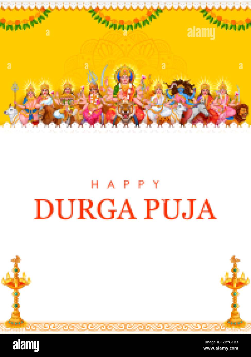 Goddess Durga Face in Happy Durga Puja Subh Navratri Indian religious ...