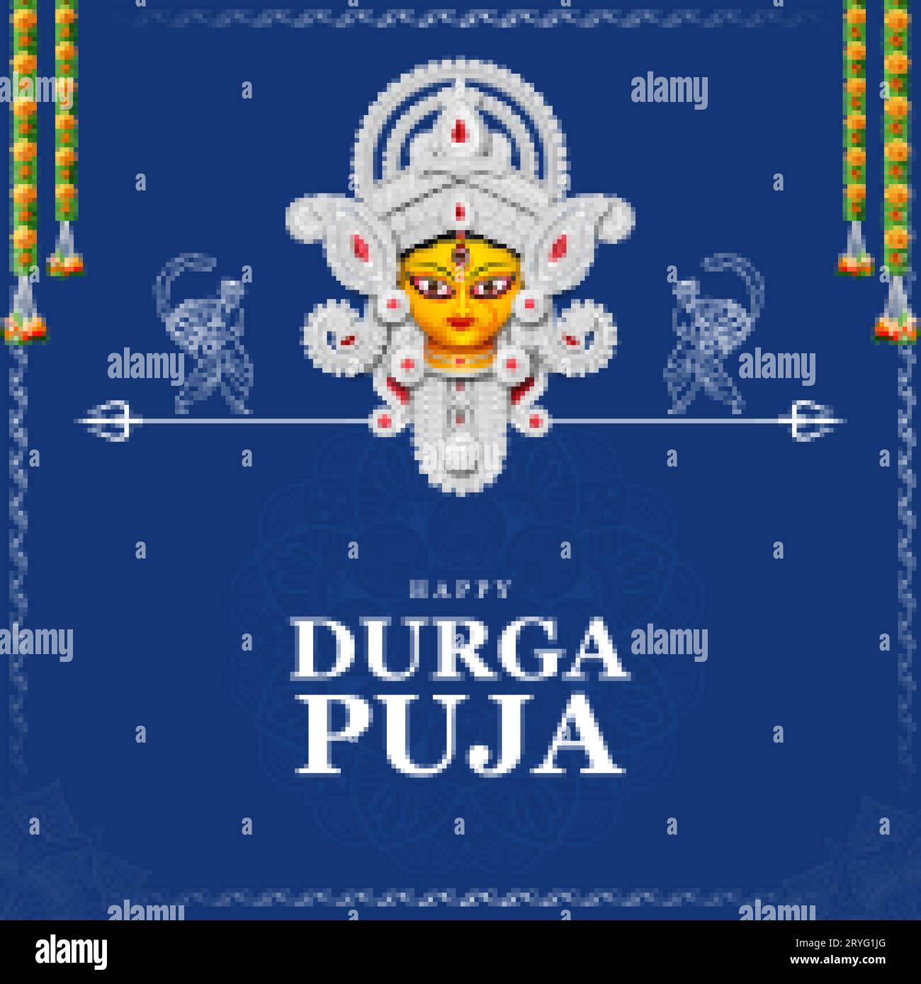 Goddess Durga Face in Happy Durga Puja Subh Navratri Indian religious ...