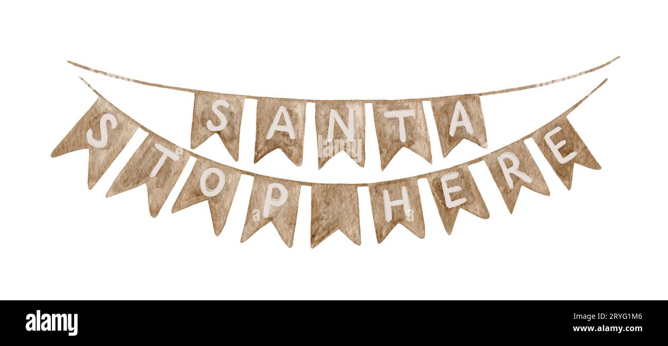 Elegant merry Christmas typography on bunting flag.Decorative neutral ...