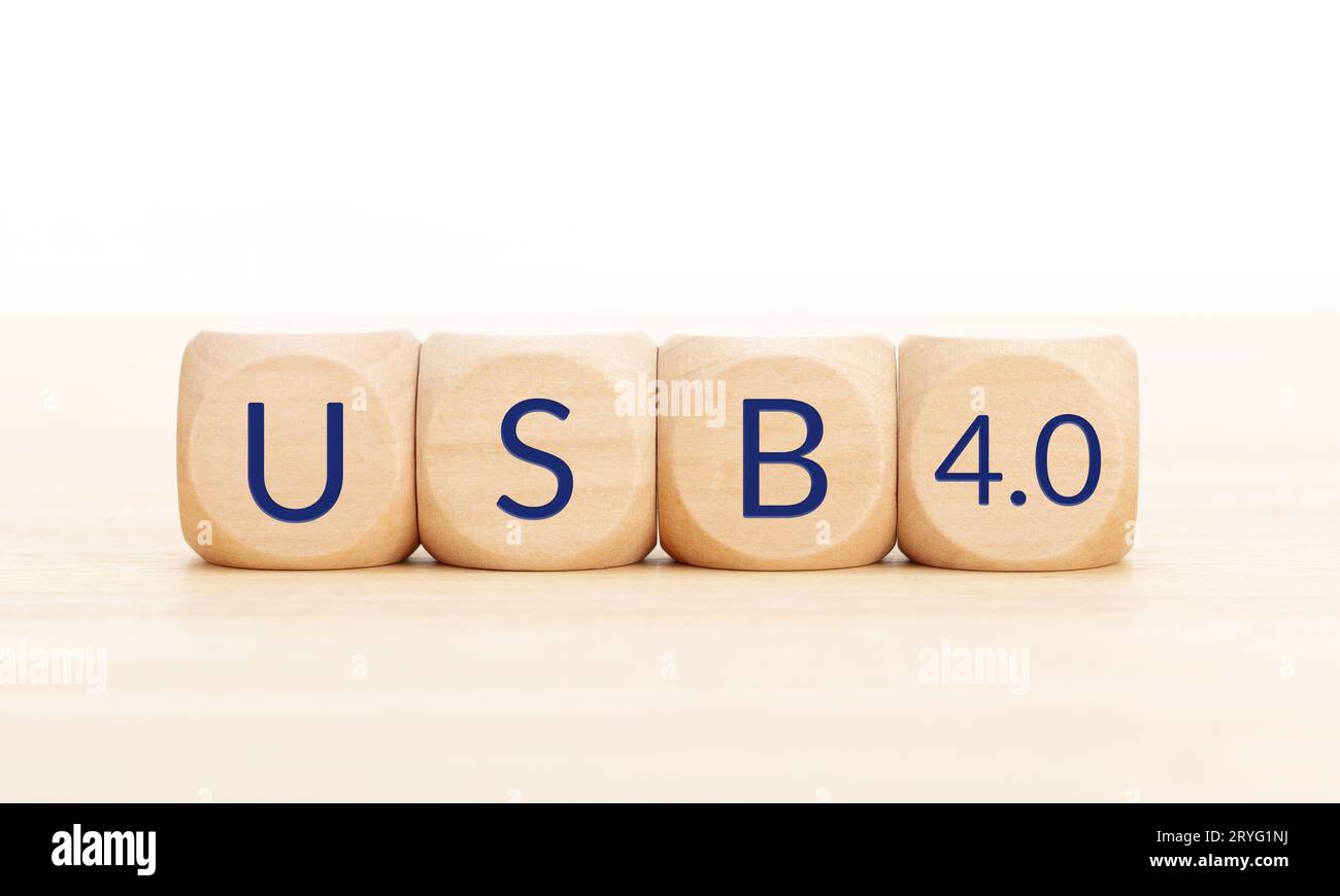 USB 4 USB4 message on cube blocks. Copy space Stock Photo - Alamy