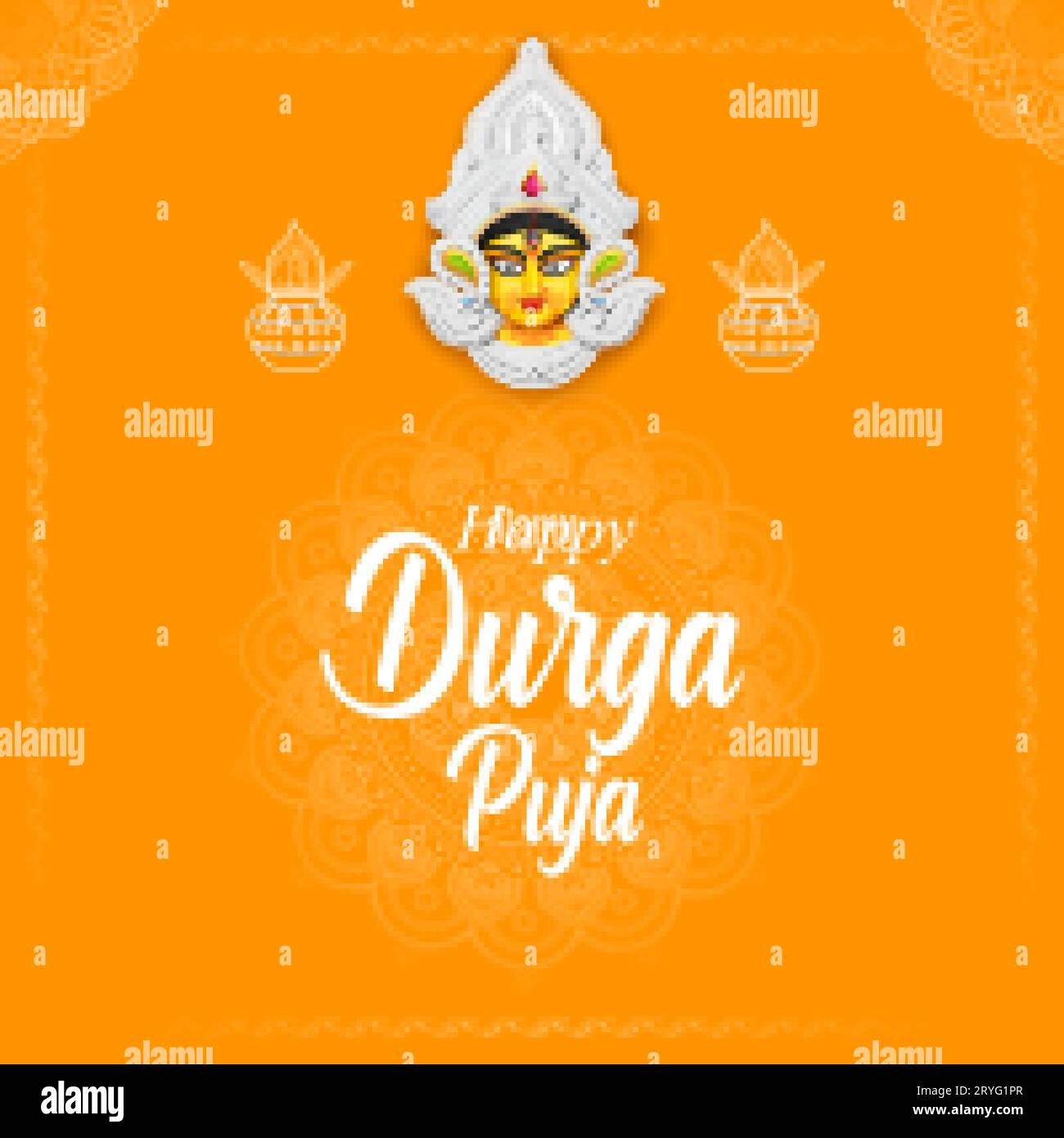 Goddess Durga Face in Happy Durga Puja Subh Navratri Indian religious ...