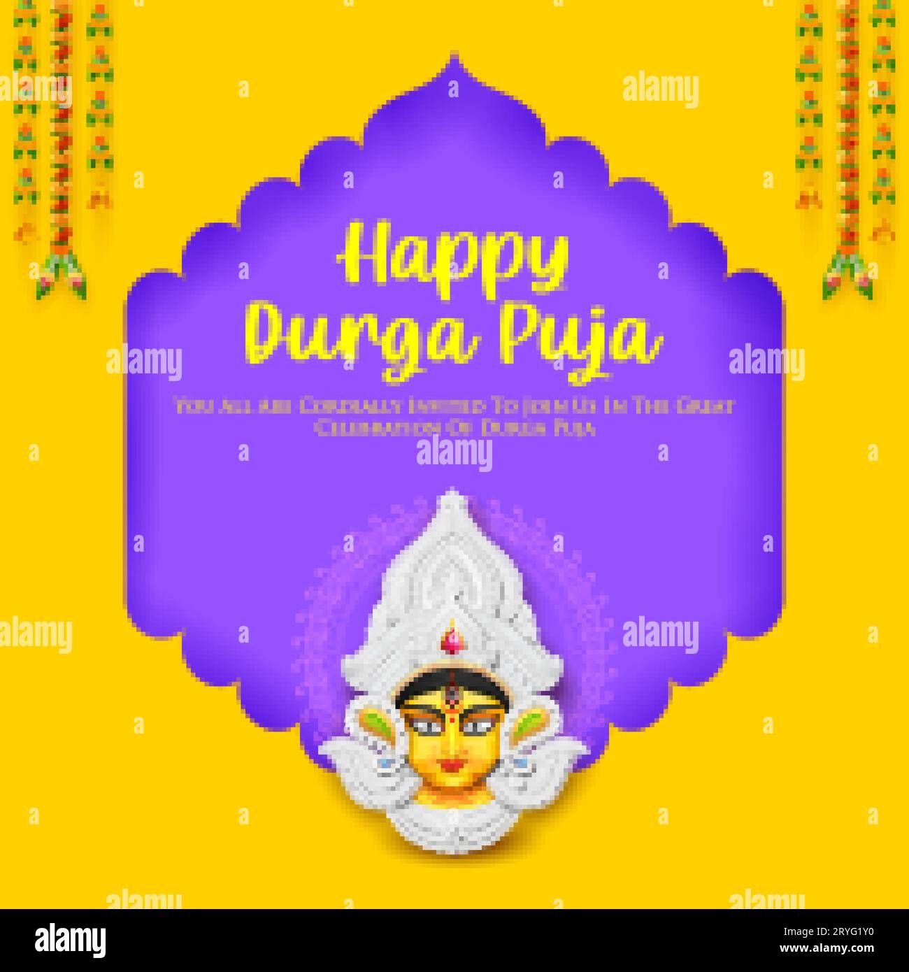 Goddess Durga Face in Happy Durga Puja Subh Navratri Indian religious ...