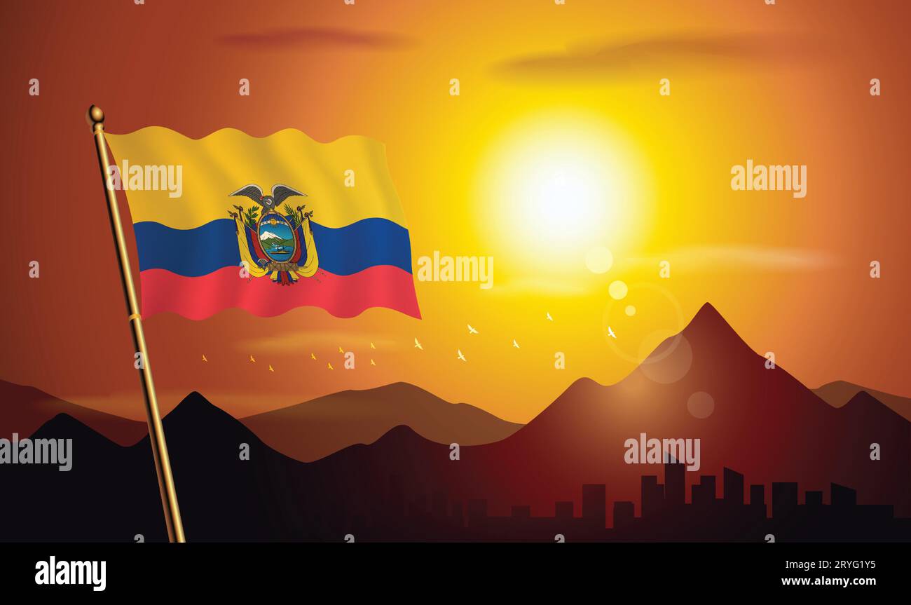 Blue sky background with ecuador flag Stock Vector Images - Alamy