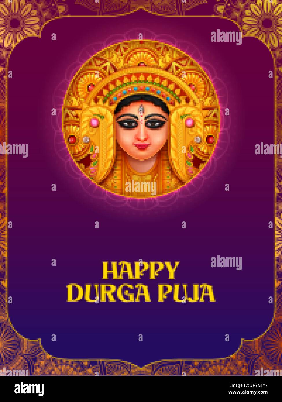 Goddess Durga Face in Happy Durga Puja Subh Navratri Indian religious ...