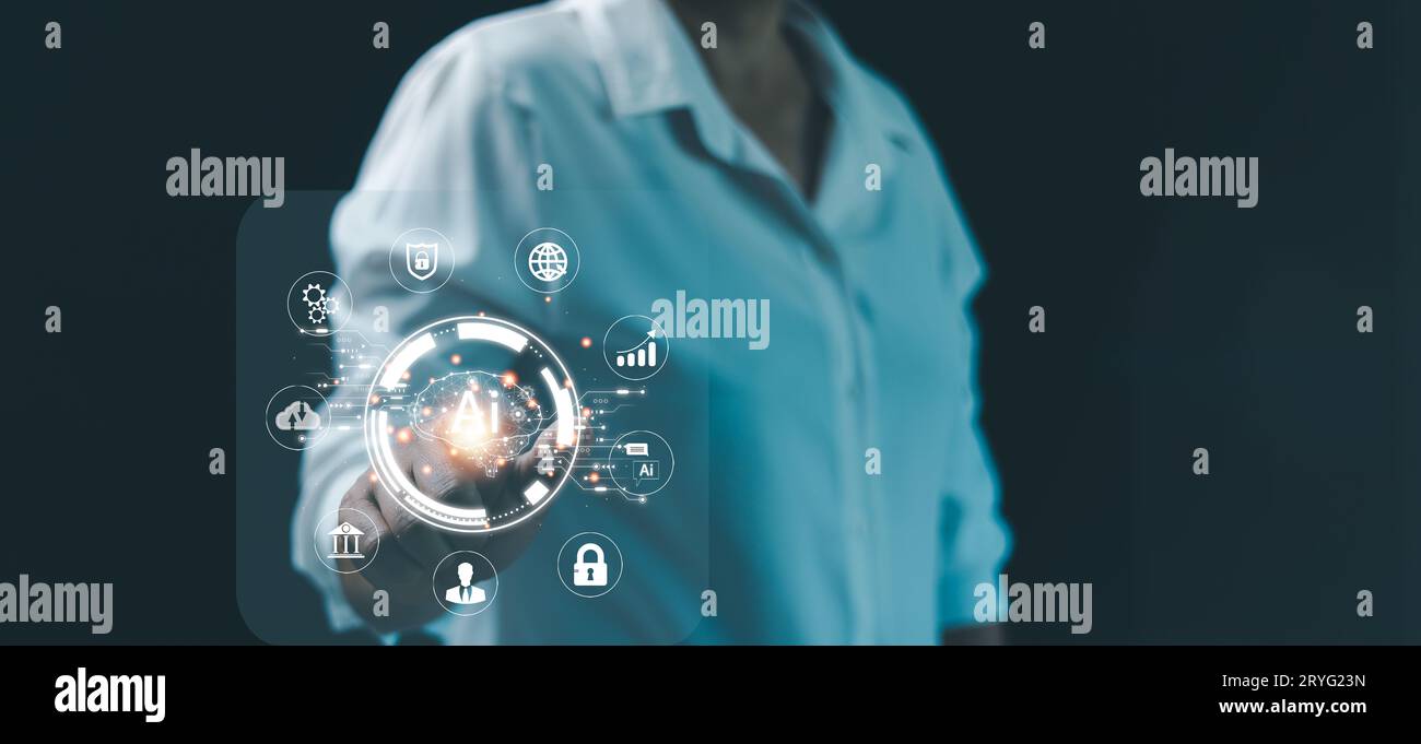 Ai assistant, business show virtual graphic digital Internet connect Chatbot Chat with AI ...