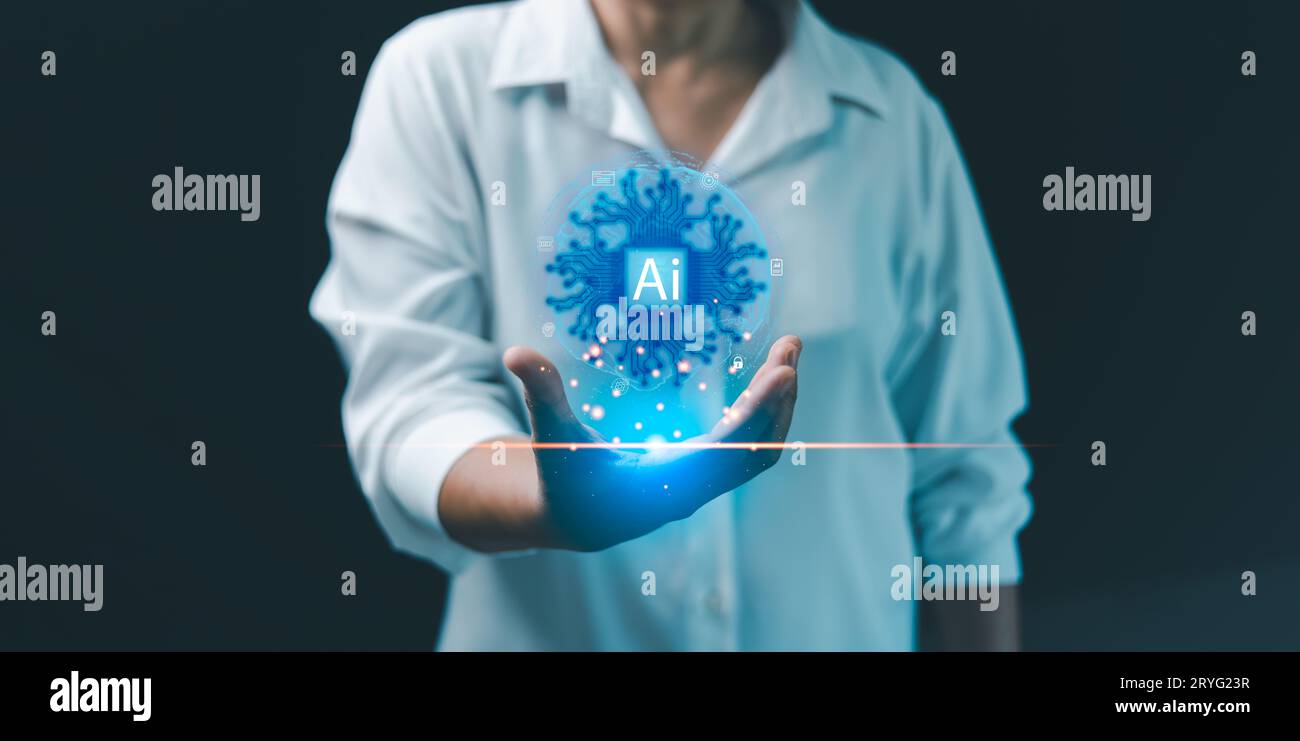 Ai assistant, business show virtual graphic digital Internet connect ...