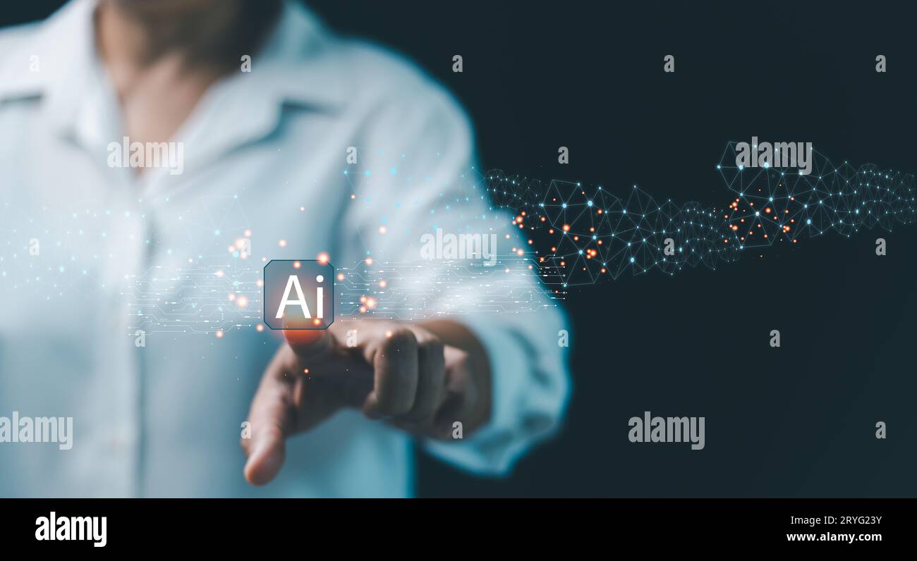 Ai assistant, business show virtual graphic digital Internet connect Chatbot Chat with AI ...