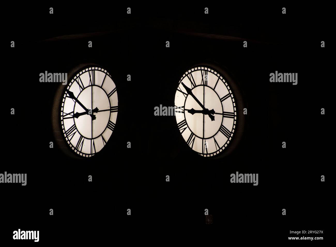Historical clock at the water level tower, Landungsbrücken, Hamburg ...