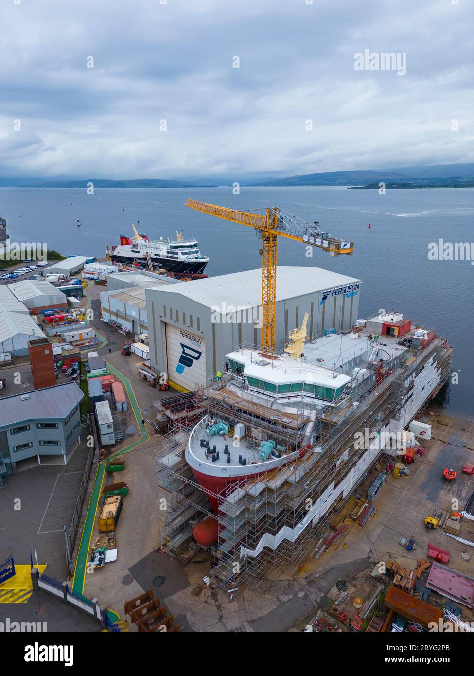 Aerial views of MV Glen Rosa and Glen Sannox, two Caledonian MacBrayne ...