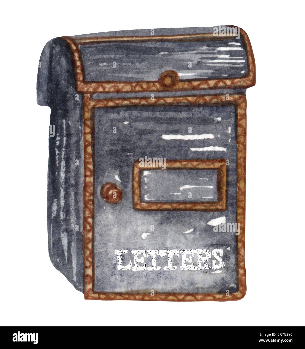 Watercolor hand painted mailboxes with envelopes clipart set isolated ...