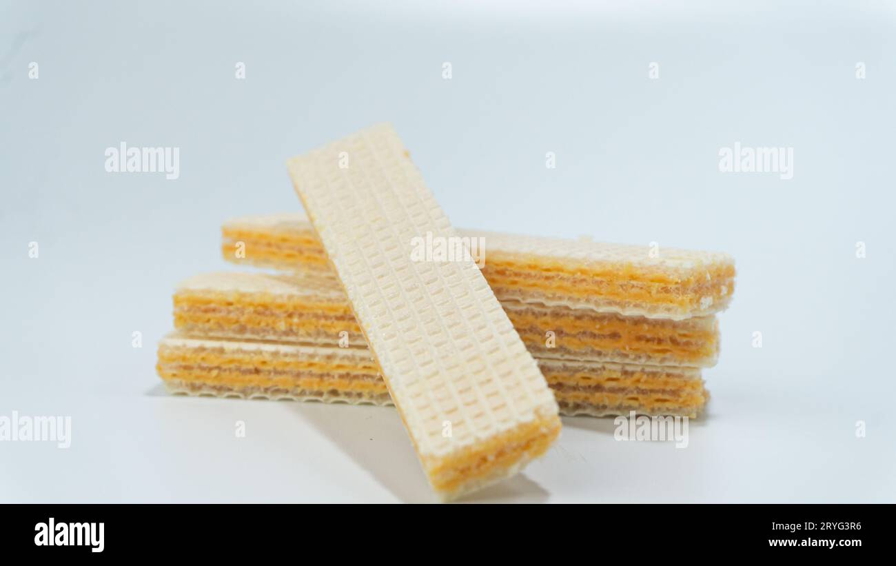 Cheese wafer isolated on white background Stock Photo - Alamy