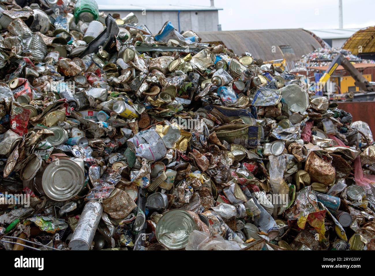 Scrap metal heap. Discarded material sorted and prepared for recycling ...
