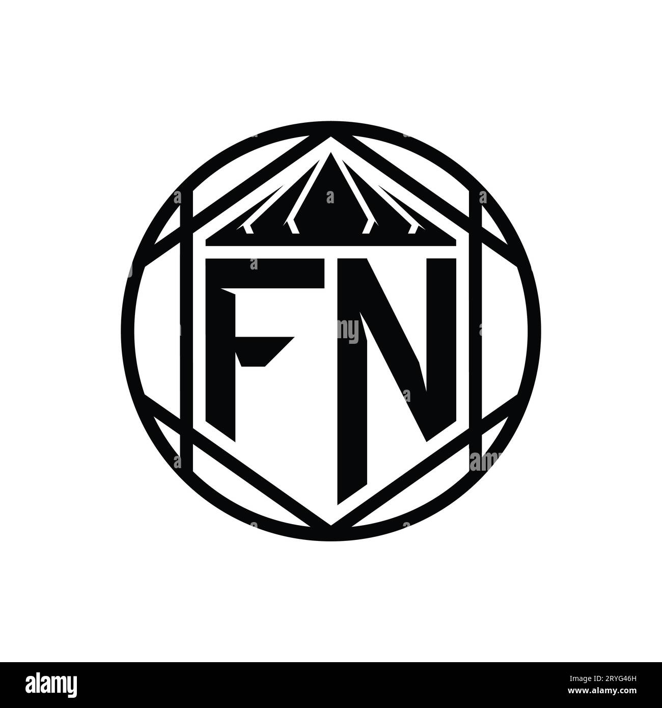 FN Letter Logo monogram hexagon slice crown sharp shield shape isolated ... FN Letter Logo monogram hexagon slice crown sharp shield shape isolated ...