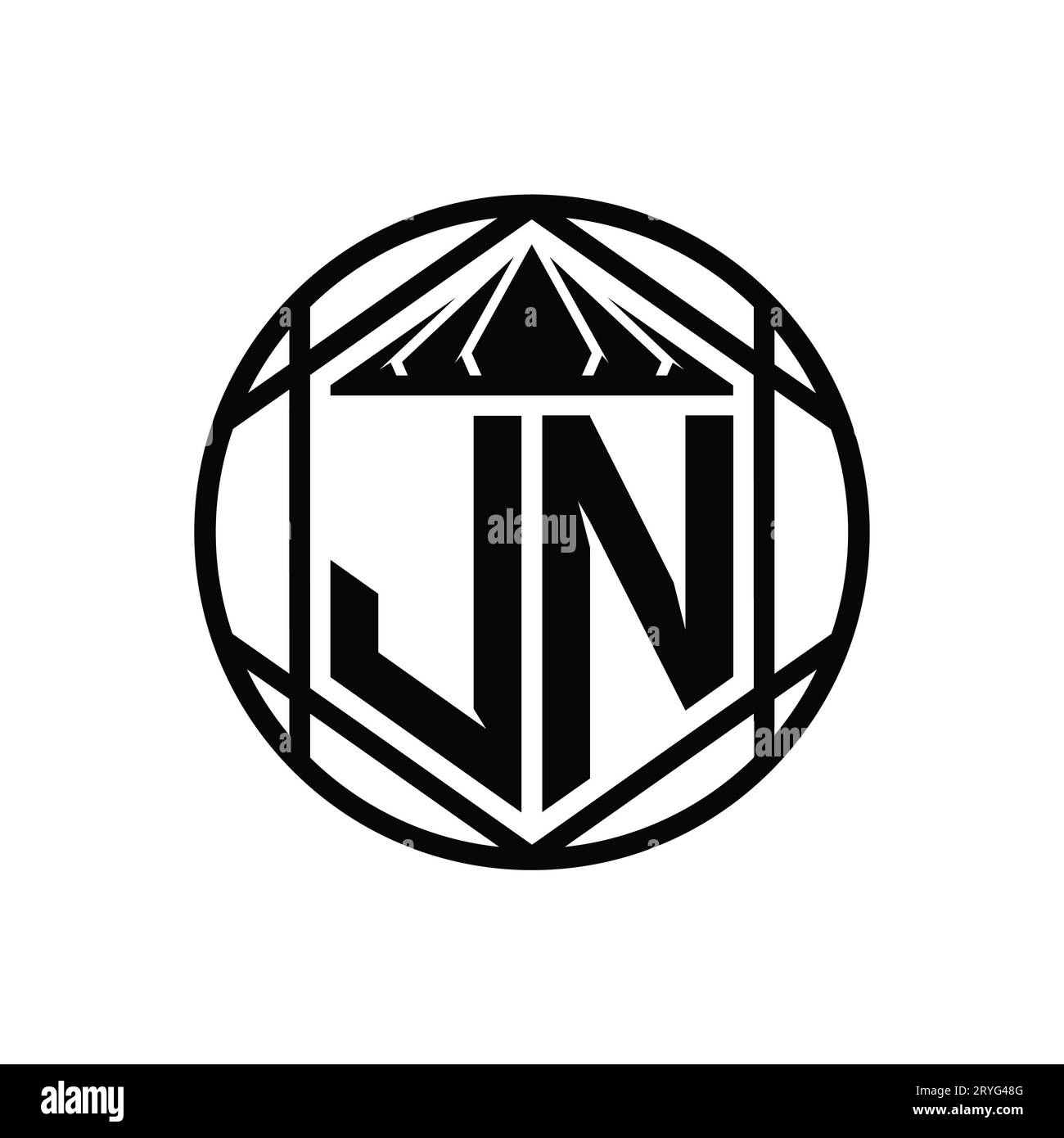 JN Letter Logo monogram hexagon slice crown sharp shield shape isolated ... JN Letter Logo monogram hexagon slice crown sharp shield shape isolated ...