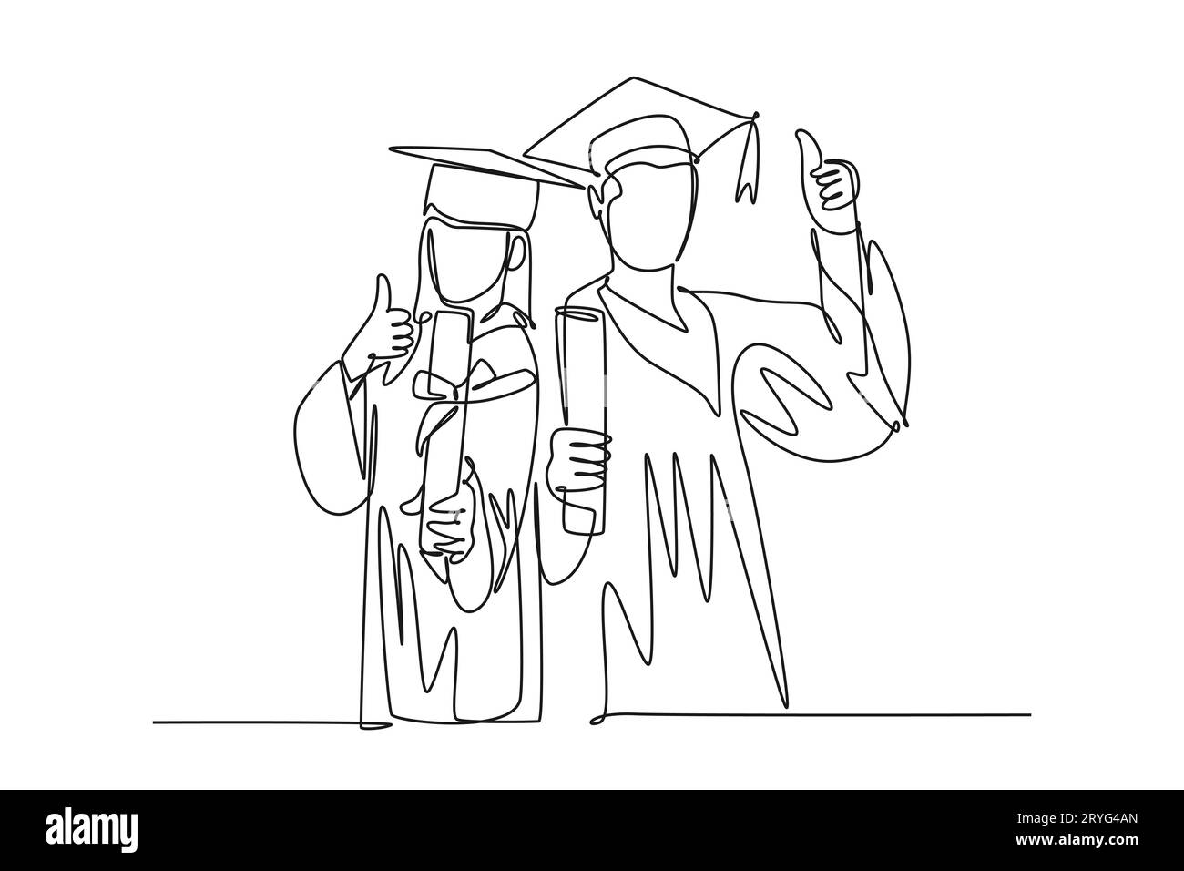 Single continuous line drawing young happy couple male and female ...