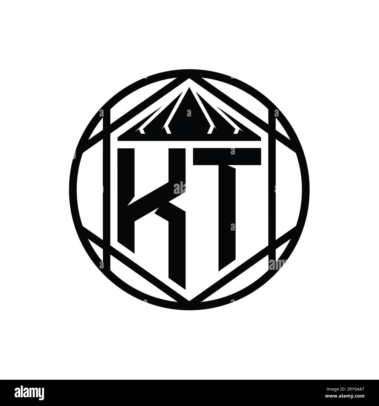 KT Letter Logo monogram hexagon slice crown sharp shield shape isolated ... KT Letter Logo monogram hexagon slice crown sharp shield shape isolated ...