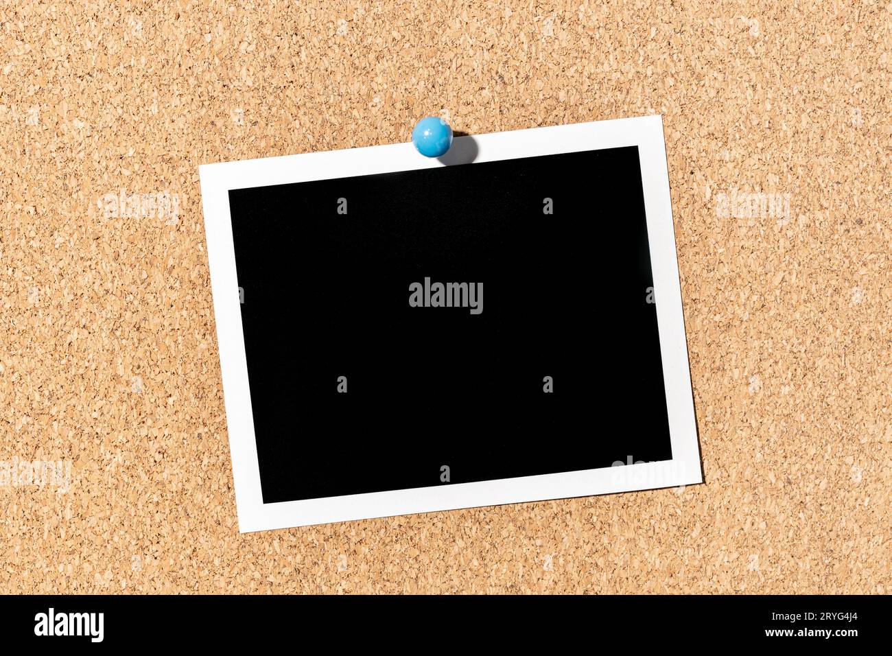 Blank Vintage instant photo frame pinned on corkboard. Template Stock ...