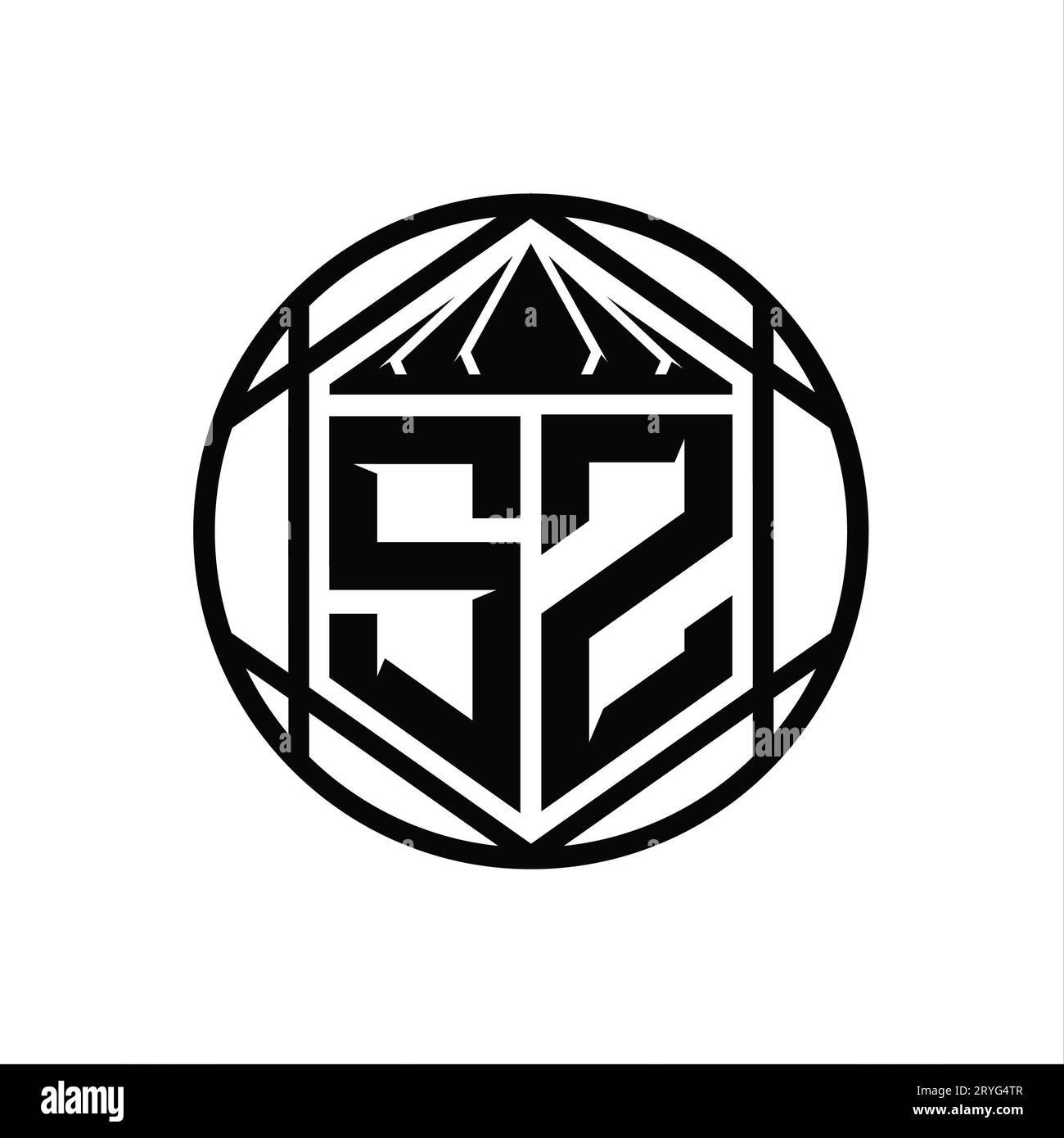 SZ Letter Logo monogram hexagon slice crown sharp shield shape isolated ... SZ Letter Logo monogram hexagon slice crown sharp shield shape isolated ...