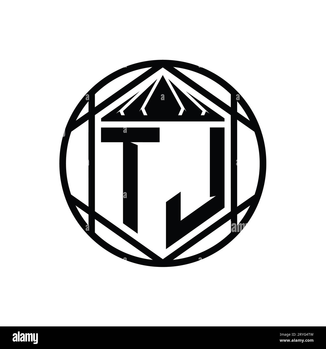 TJ Letter Logo monogram hexagon slice crown sharp shield shape isolated ... TJ Letter Logo monogram hexagon slice crown sharp shield shape isolated ...