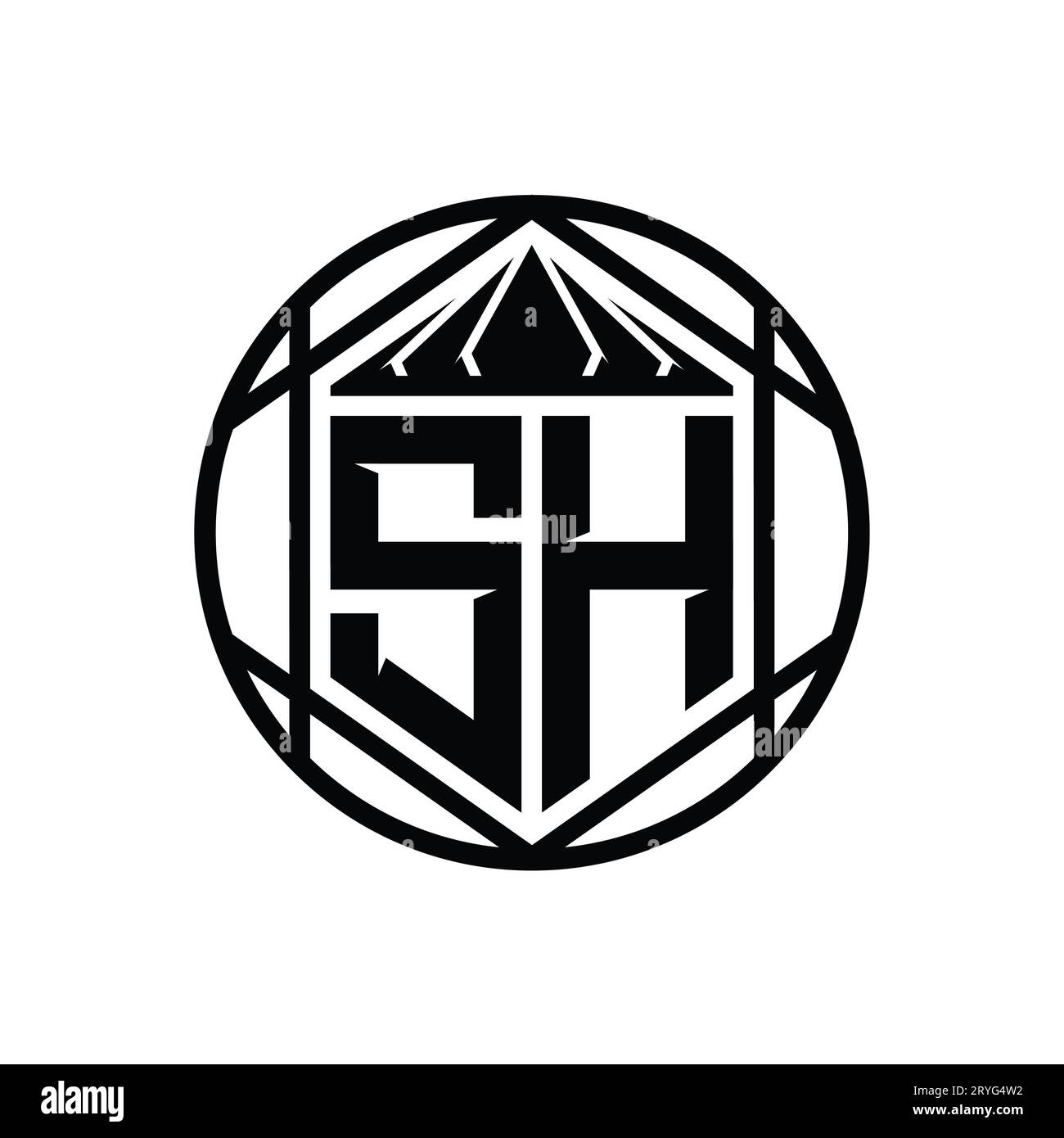 SH Letter Logo monogram hexagon slice crown sharp shield shape isolated ... SH Letter Logo monogram hexagon slice crown sharp shield shape isolated ...