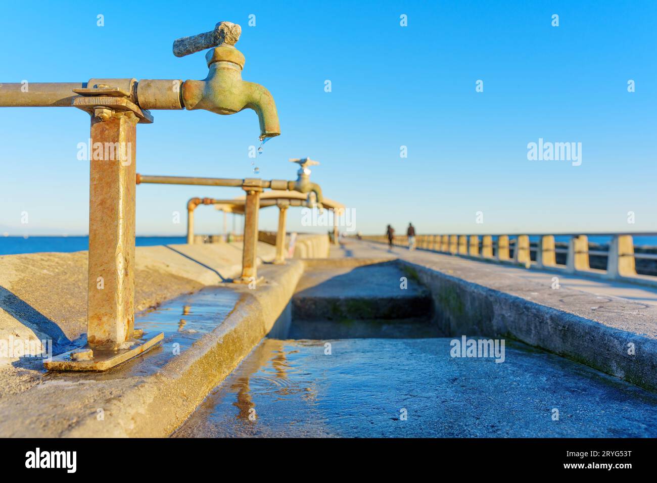Hygiene facilities at the Cabrillo Beach Pier in Long Beach, California ...