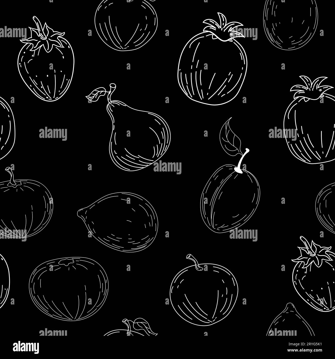 Seamless pattern. Hand drawing black white sketch fruits Stock Vector ...