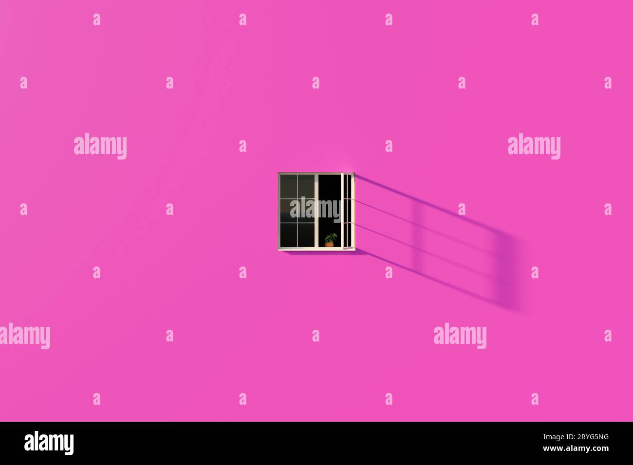 Single open white window in the pink wall of a large house Stock Photo ...