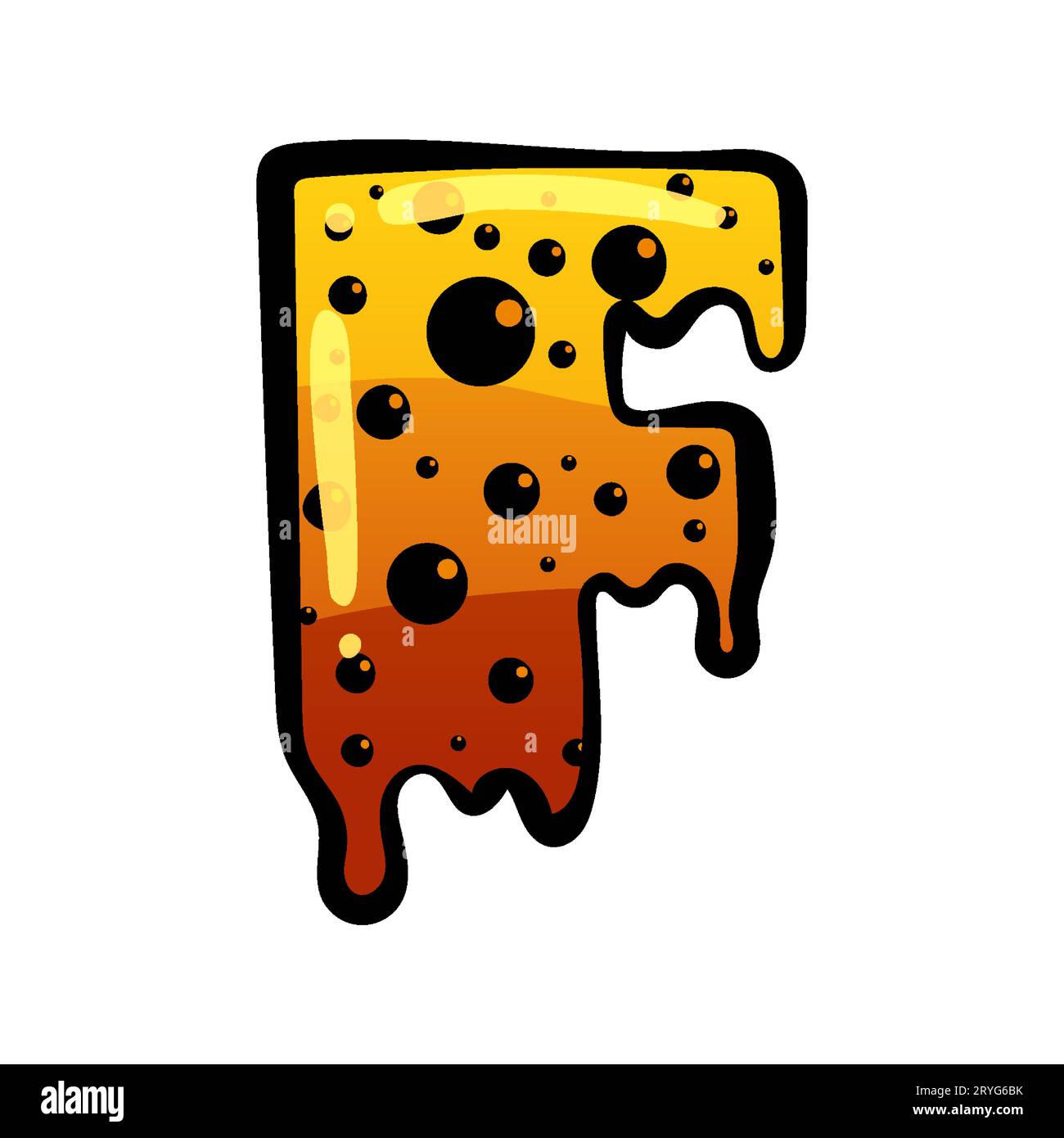 Halloween font letter F latin alphabet. Orange bubbling colorful spooky ...