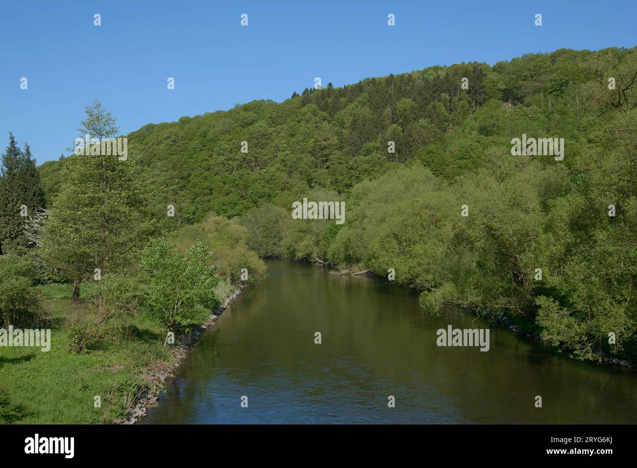 Landscape at Wupper River in Wuppersteilhaenge Nature Reserve ...